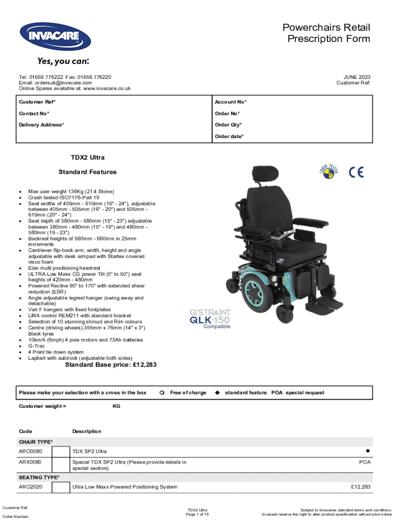 Fillable Online Powerchairs Motability Prescription Form Fax Email ...