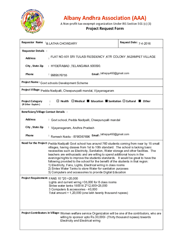 Fillable Online AAA-Project-Request-Formo.pdf Fax Email Print - pdfFiller