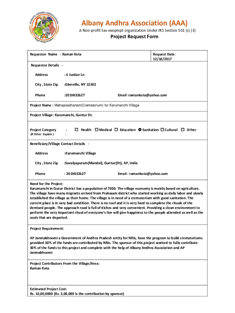 Fillable Online Albany Andhra Association (AAA) Fax Email Print - pdfFiller