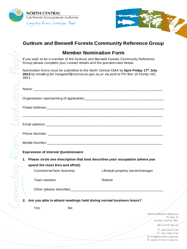 Guttrum and Benwell Forests Community Reference Group ... Doc Template ...