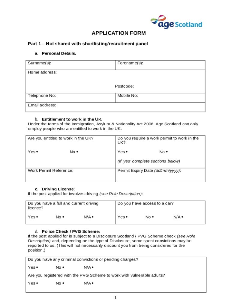 Part 1 - Not shared with shortlisting/recruitment panel Doc Template ...