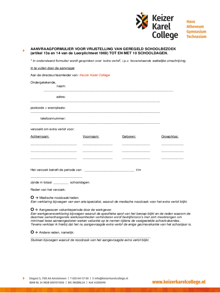 Invulbaar Online De Leerplichtwet en vrijstelling van geregeld ...