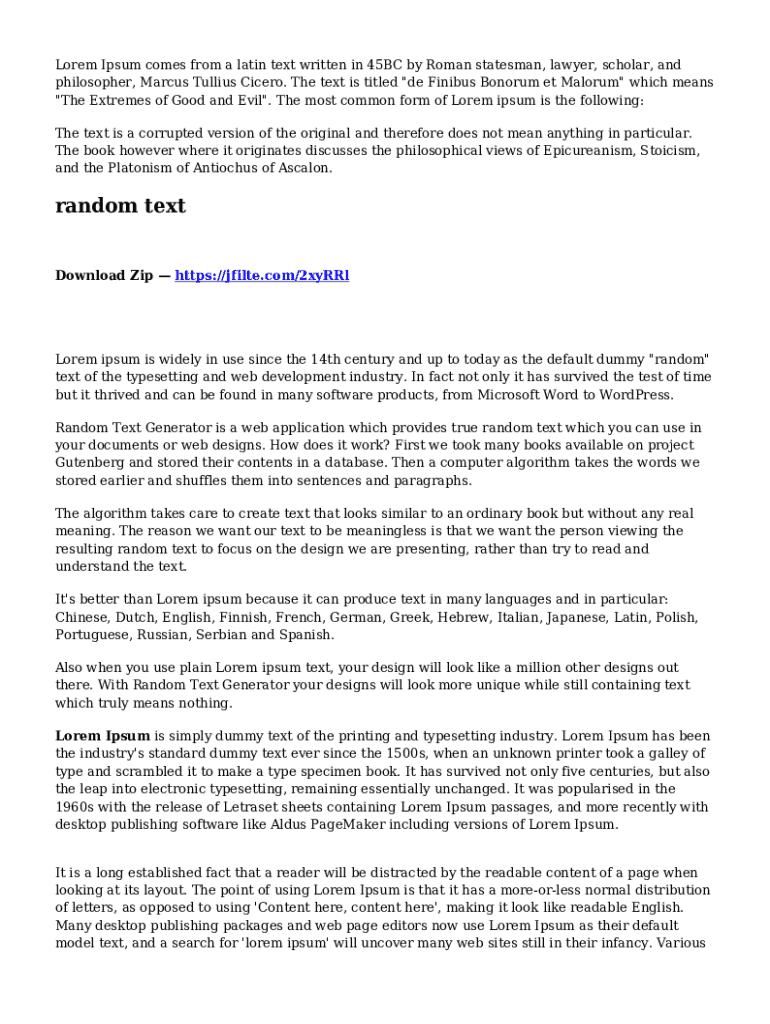 Fillable Online What is the origin of the sample text 'Lorem Ipsum ...