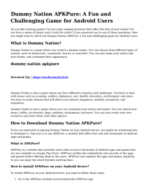 Dummy Nation APKPure: Fun & Challenging Android Game 2022 - Fill Online ...