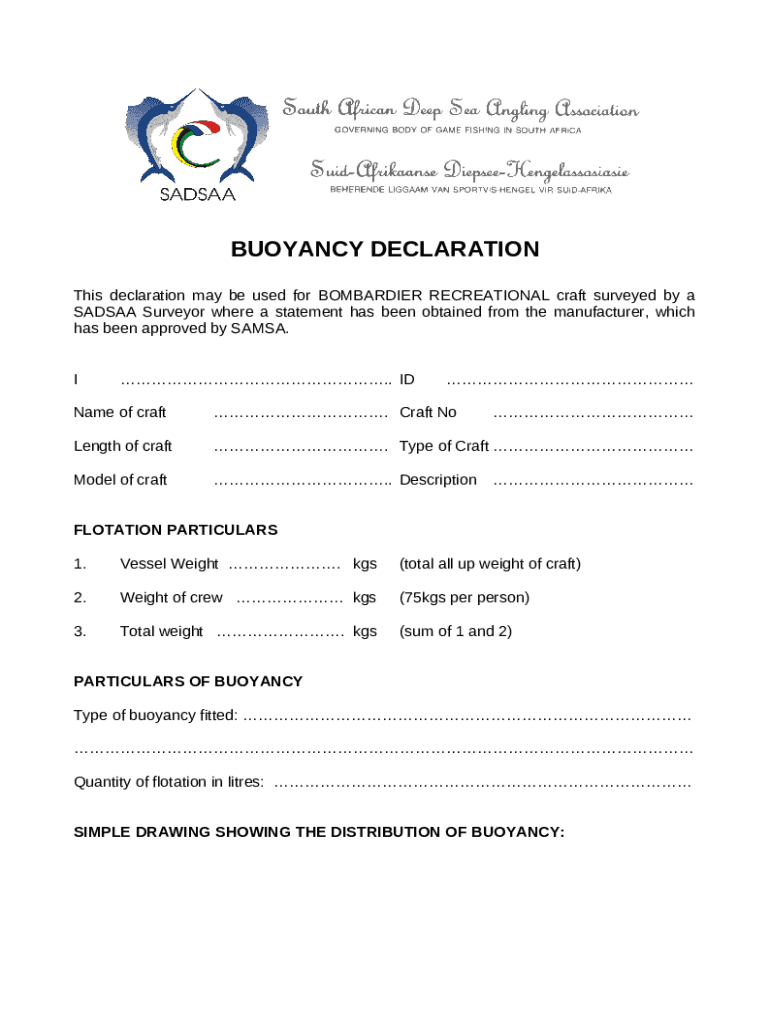 buoyancy declaration - Fishing Owl Doc Template | pdfFiller