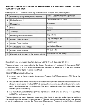 Fillable Online KANSAS STORMWATER 2018 ANNUAL REPORT FORM ... Fax Email ...