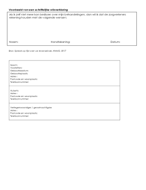 Invulbaar Online Voorbeeld van een schriftelijke wilsverklaring Faxnummer Email Afdrukken ...