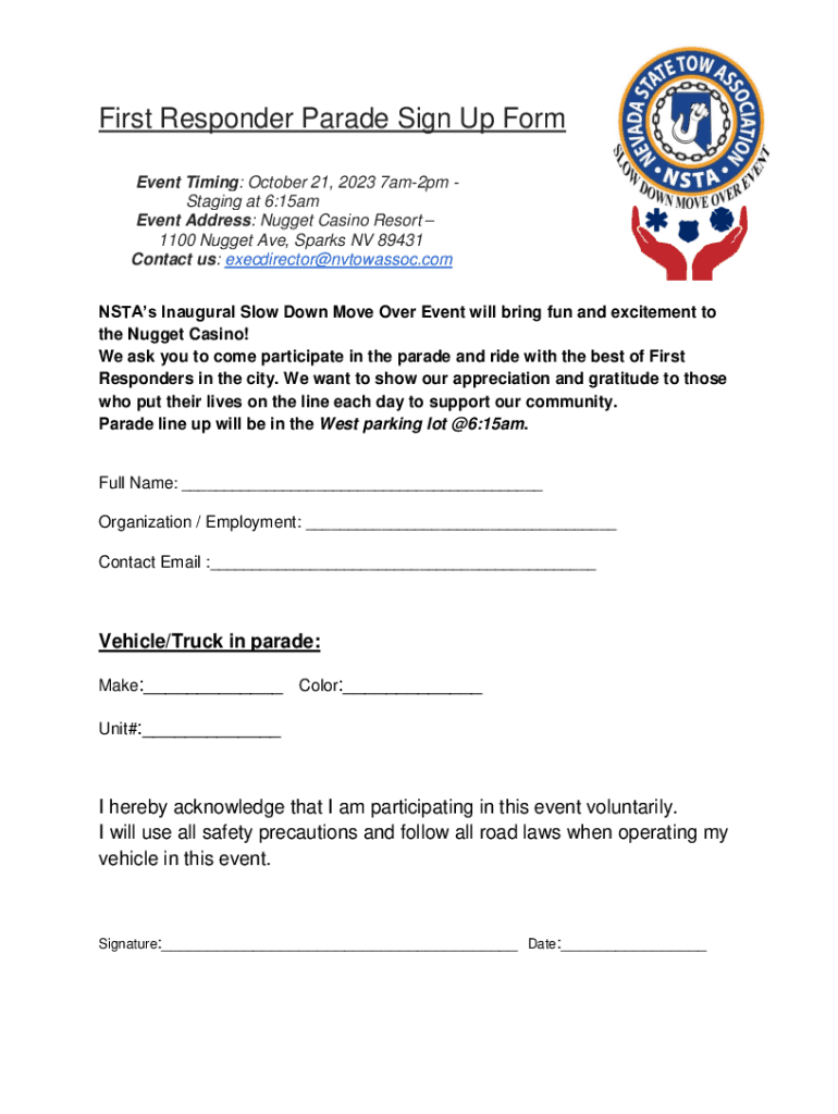 Fillable Online First Responder Parade Sign Up Form Fax Email Print ... Fillable Online First Responder Parade Sign Up Form Fax Email Print ...