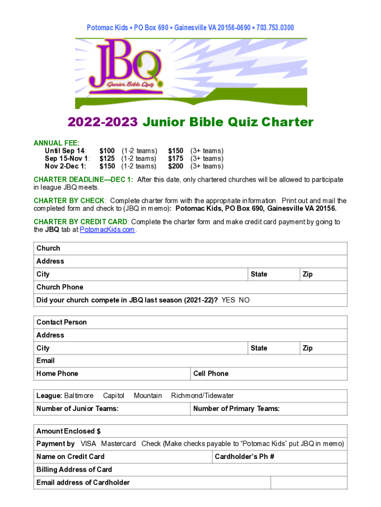 Fillable Online JUNIOR BIBLE QUIZ MEET Fax Email Print - pdfFiller