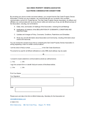 Fillable Online ELECTRONIC MAIL NOTIFICATION CONSENT FORM Fax Email ...