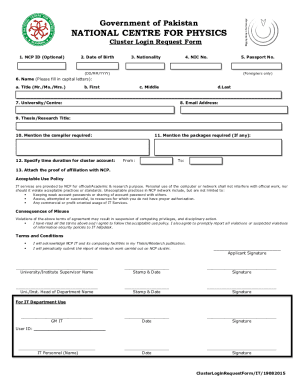 Fillable Online Cluster Login Request Form Fax Email Print - pdfFiller