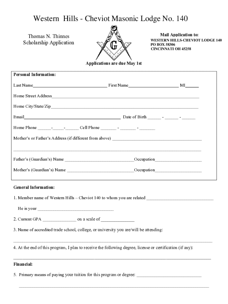 Fillable Online Cheviot Masonic Lodge No. 140 Fax Email Print - pdfFiller
