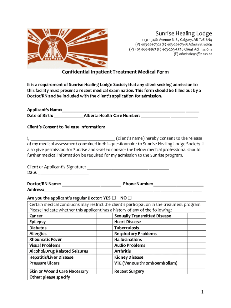 Fillable Online Inpatient-Treatment-Complete-Application-with-Medical ...