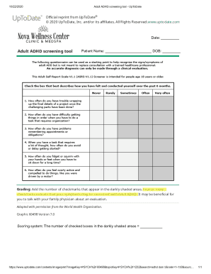 Fillable Online Adult ADHD screening tool - UpToDate Fax Email Print ...