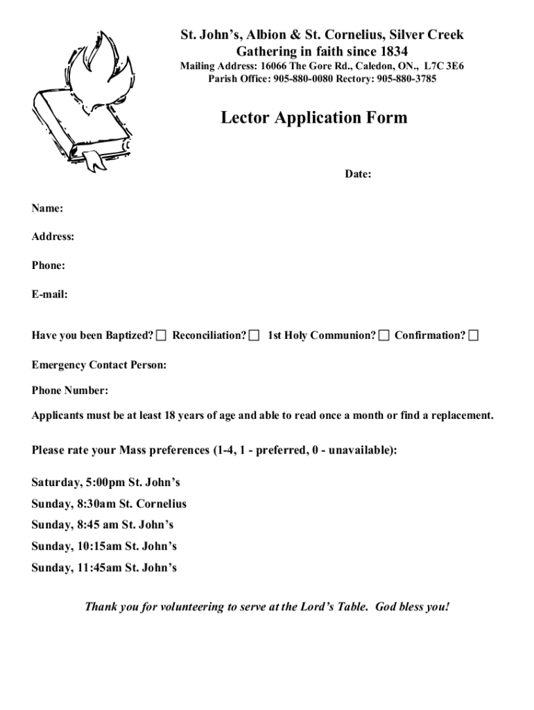 Fillable Online Lector Application Form Fax Email Print - pdfFiller