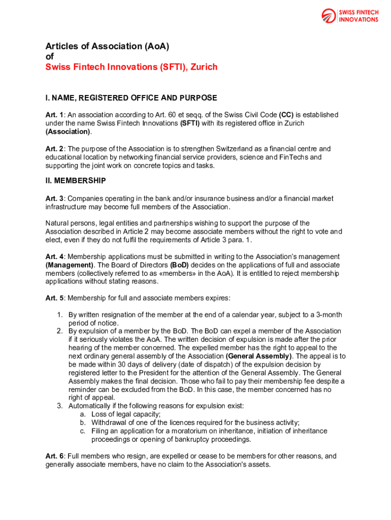 Fillable Online Articles of Association (AoA) of Fax Email Print - pdfFiller