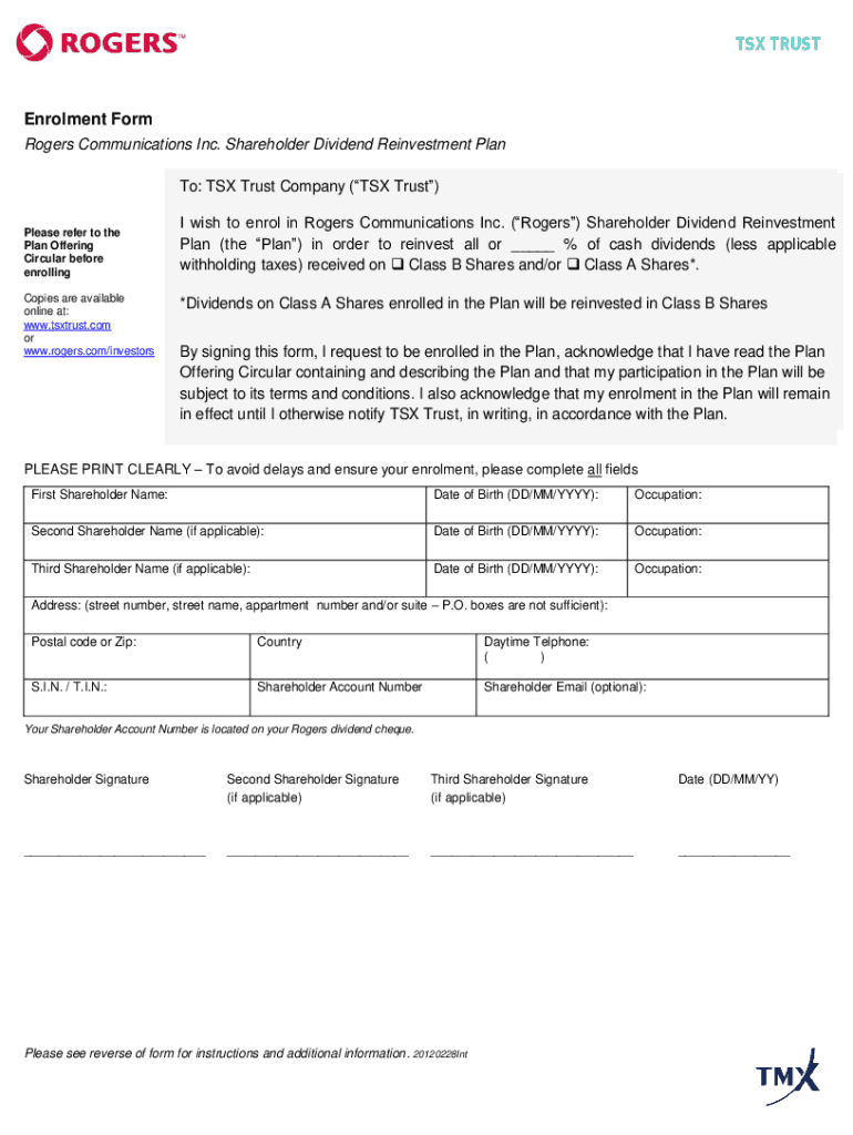 Fillable Online Tsx Trust Forms Fax Email Print Pdffiller