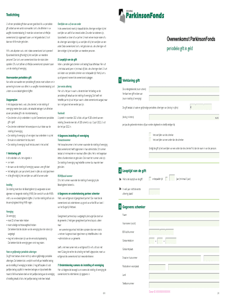 Invulbaar Online Toelichting op de overeenkomst periodieke schenking ...