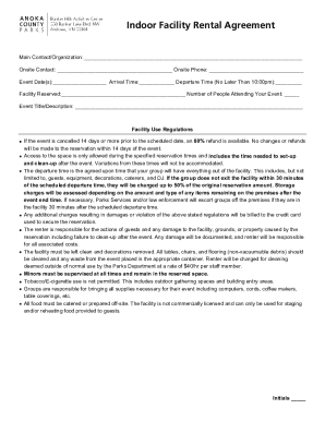Fillable Online Indoor Facility Rental Agreement Fax Email Print - pdfFiller