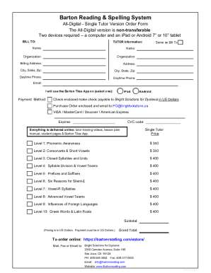 Fillable Online All Digital version of the Barton Reading & Spelling ...