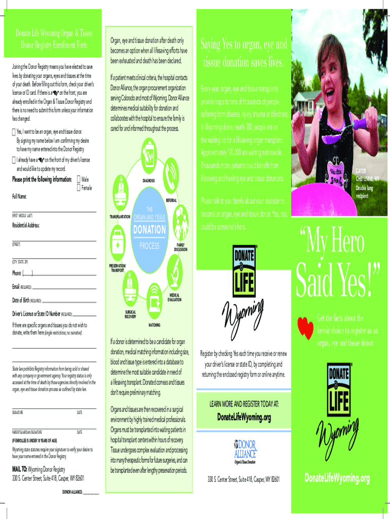 Fillable Online Organ & Tissue Donation - 2017 Donor Alliance Fact Sheet Fax Email Print - pdfFiller