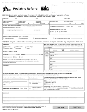Fillable Online Pediatric Referral Form - Fill Online, Printable ...