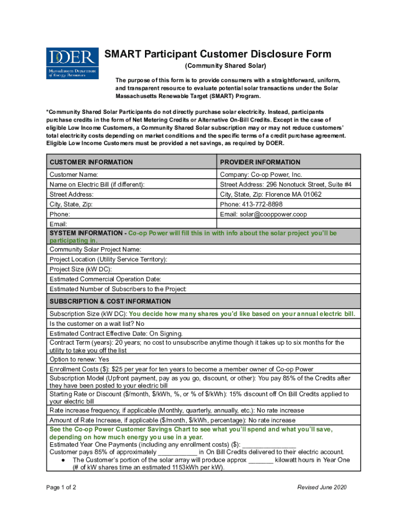 Fillable Online Generic SMART Participant Customer Disclosure Form.docx ...