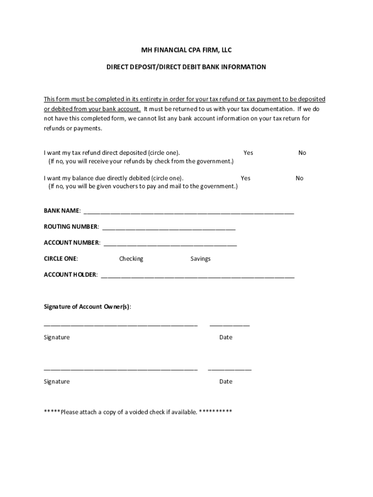 Fillable Online Bank Account Information Sheet Fax Email Print - pdfFiller