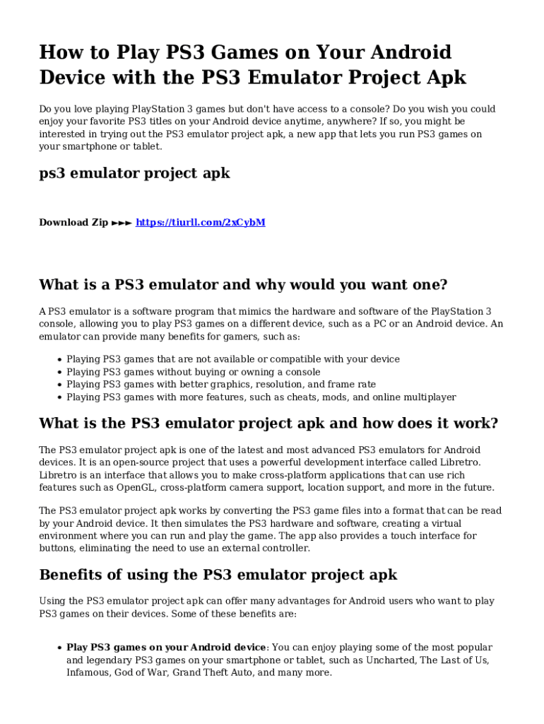 Fillable Online Stream Emulate PS3 Games on Android with EmuPs3 ... Fax ...