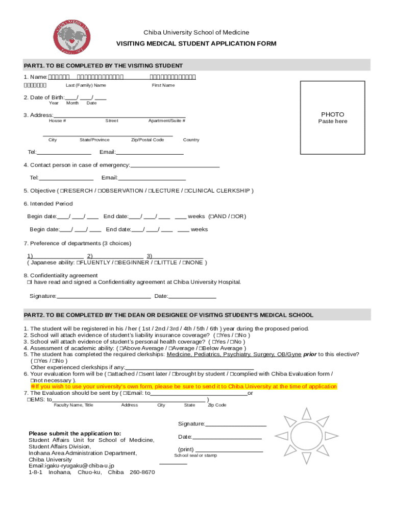 Visiting Medical Student Application 174KB Doc Template | pdfFiller
