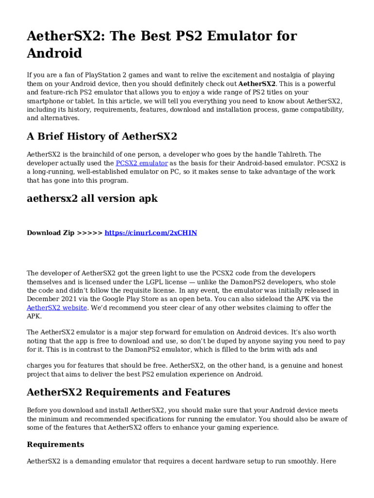Fillable Online AetherSX2: The Best PS2 Emulator for Android Fax Email ...