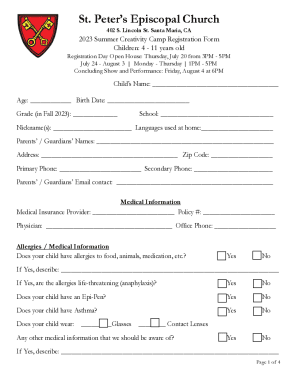 Fillable Online 2023 St. Peter's SCC Registration Form copy Fax Email ...