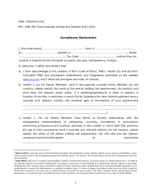 Fillable Online 1 Compliance Declaration Fax Email Print - pdfFiller