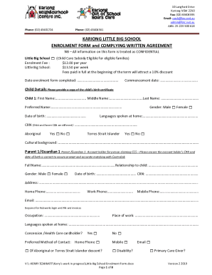 Fillable Online knc net Little Big School Enrolment Form Fax Email ...