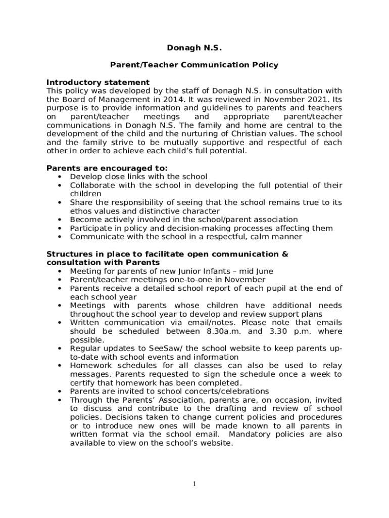 The school's key documents (Parent Involvement Policy, ... Doc Template ...