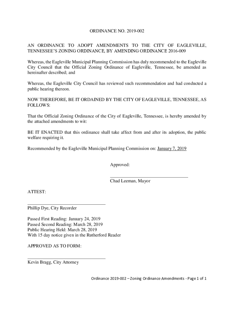 Fillable Online AN ORDINANCE TO ADOPT AMENDMENTS TO THE CITY OF ...