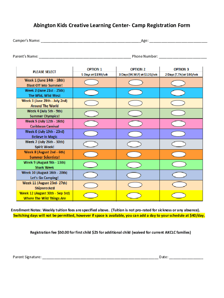 Fillable Online Kids Creative Learning Centers Fax Email Print - pdfFiller