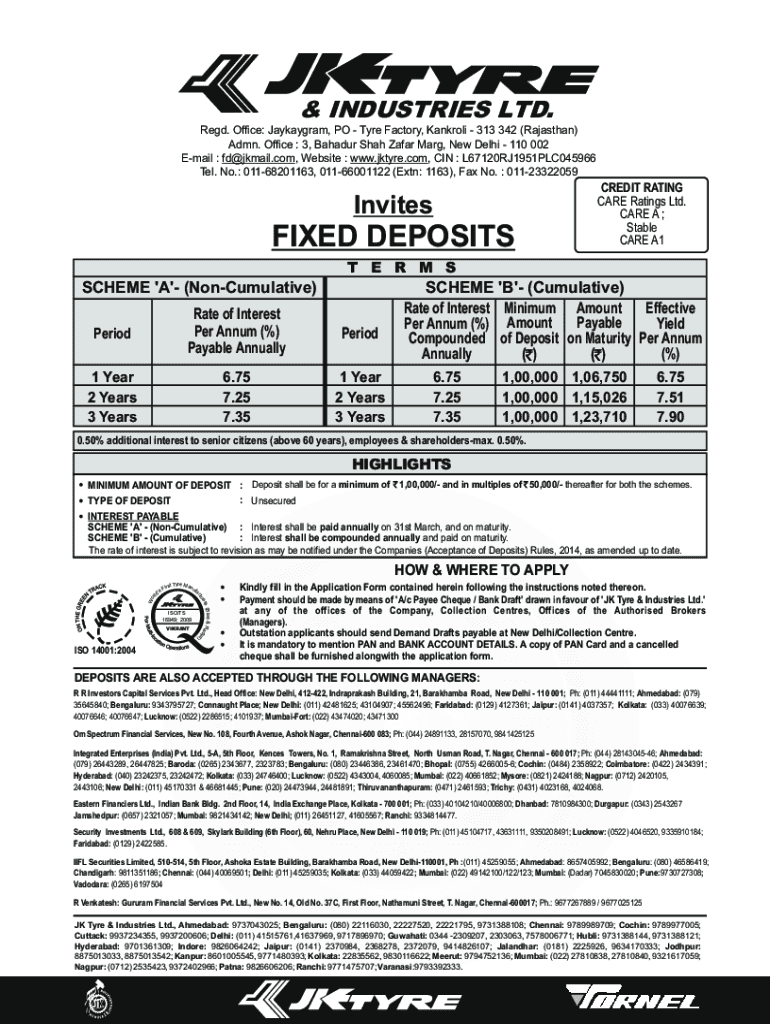 Fillable Online JK Tyre & Industries Limited - Registration & Directors ...