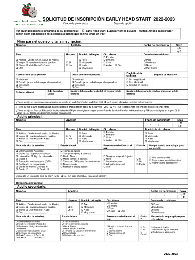 Completable En línea Early Head Start y Head Start basados en el hogar Fax Email Imprimir ...