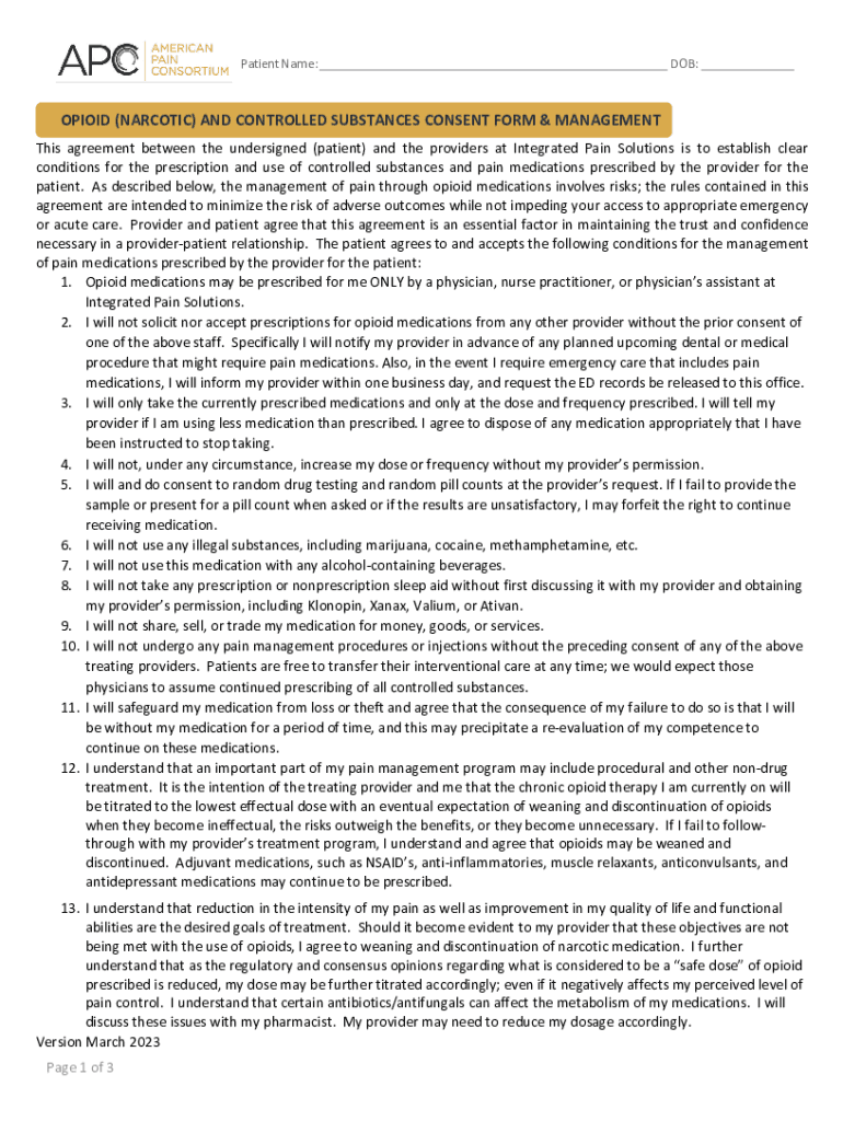 Fillable Online controlled substance (narcotic) agreement Fax Email ...