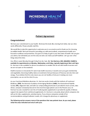 Fillable Online Patient Agreement Incredible Health Fax Email Print ...