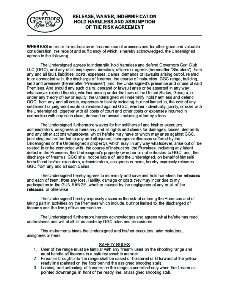 Fillable Online RISK, RELEASE AND HOLD HARMLESS AGREEMENT ... Fax Email Print - pdfFiller