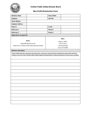 Fillable Online Civilian Public Safety Review Board Non-Profit Nomination Form Fax Email Print ...