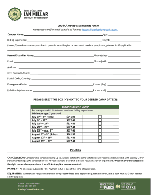 Fillable Online 2024 camp registration form Fax Email Print - pdfFiller