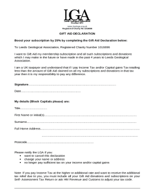 Claim Gift Aid online Doc Template | pdfFiller