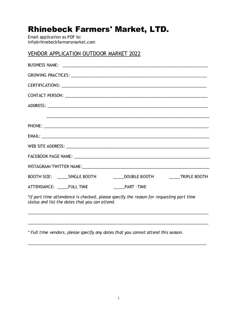 Fillable Online Rhinebeck Farmers' Market Fax Email Print - pdfFiller