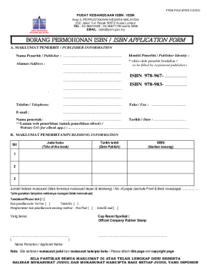 Fillable Online borang permohonan isbn / isbn application form Fax ...