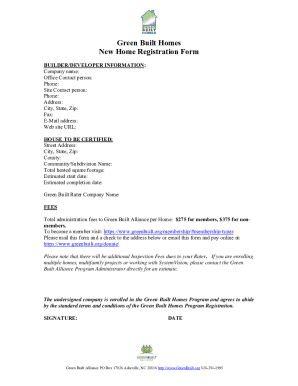 Fillable Online New Home Registration Form Change Requests Fax Email ...