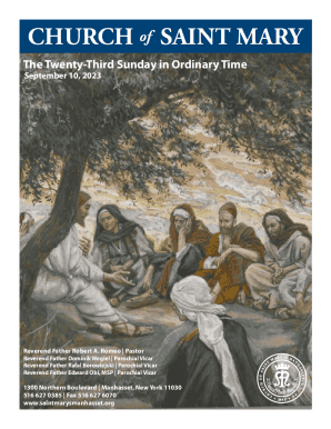 Fillable Online Welcome to Our Church! Twenty-Third Sunday in Ordinary ...