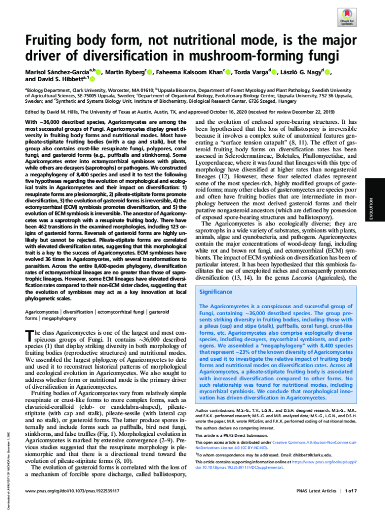 Fillable Online Fruiting body form, not nutritional mode, is the major ...